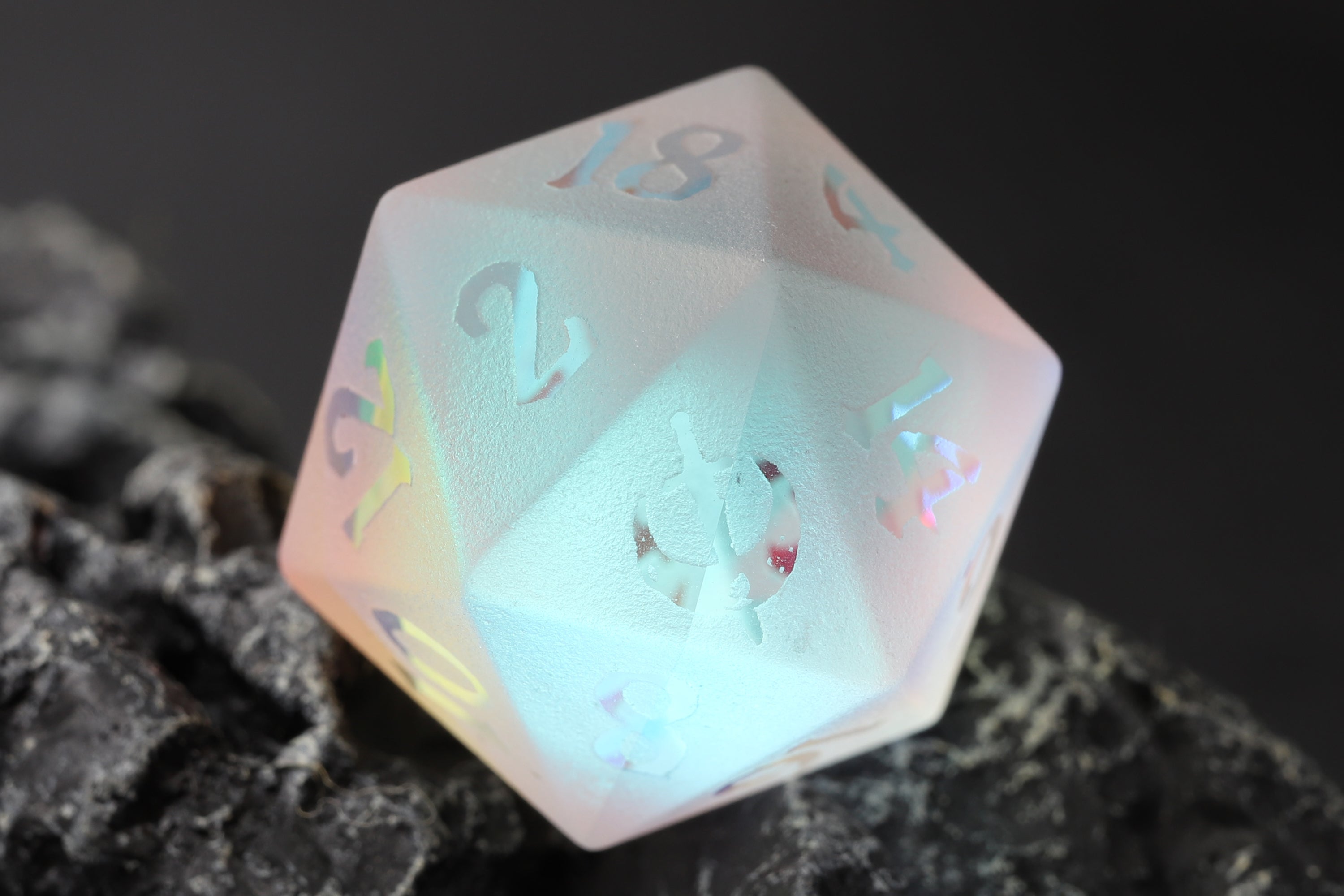 Raised Moon Dagger Prismatic Glass D&D Dice Set – Rolldnddice